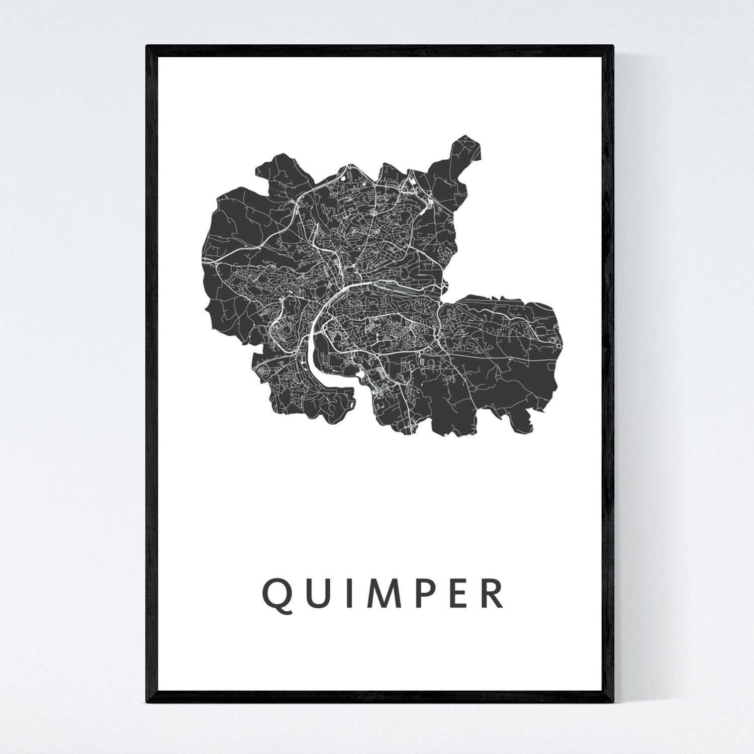 Buy wholesale Quimper City Map - B2 - Framed Poster